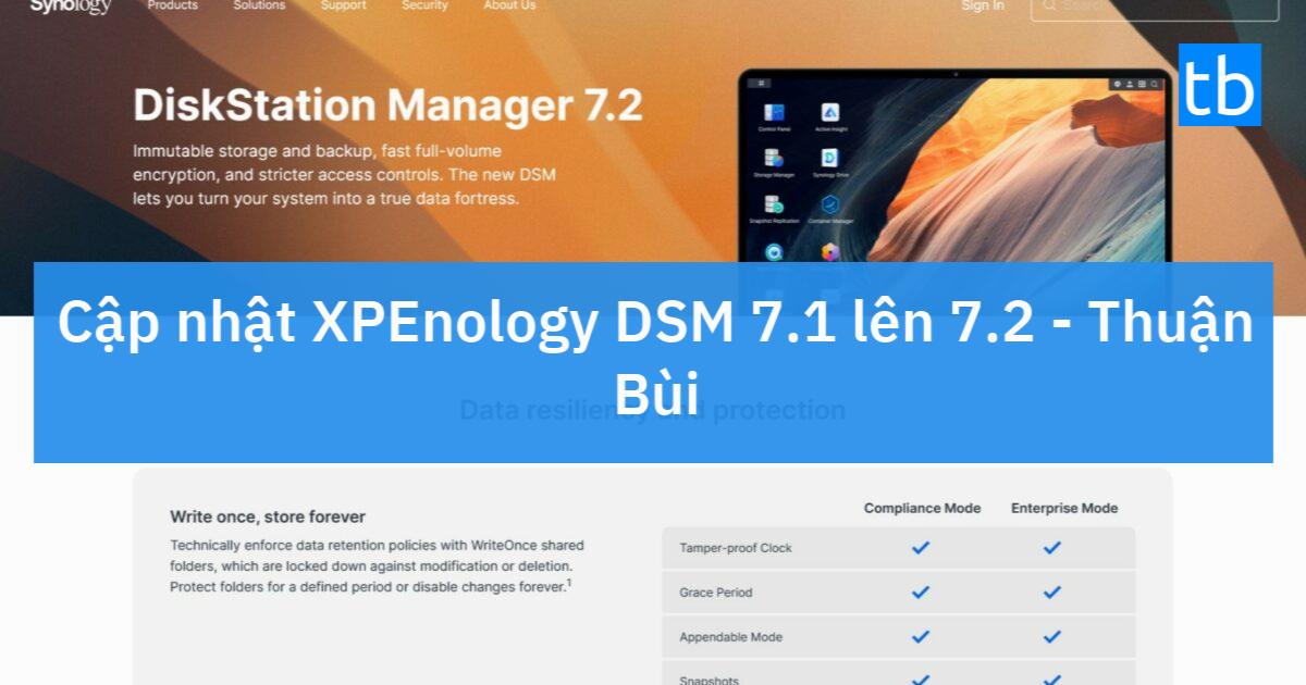 Cập nhật XPEnology DSM 7.1 lên 7.2 | Thuận Bùi Blog