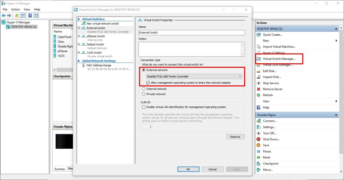 Cấu hình mạng ảo trong Hyper-V bằng Virtual Switch: External Switch ...