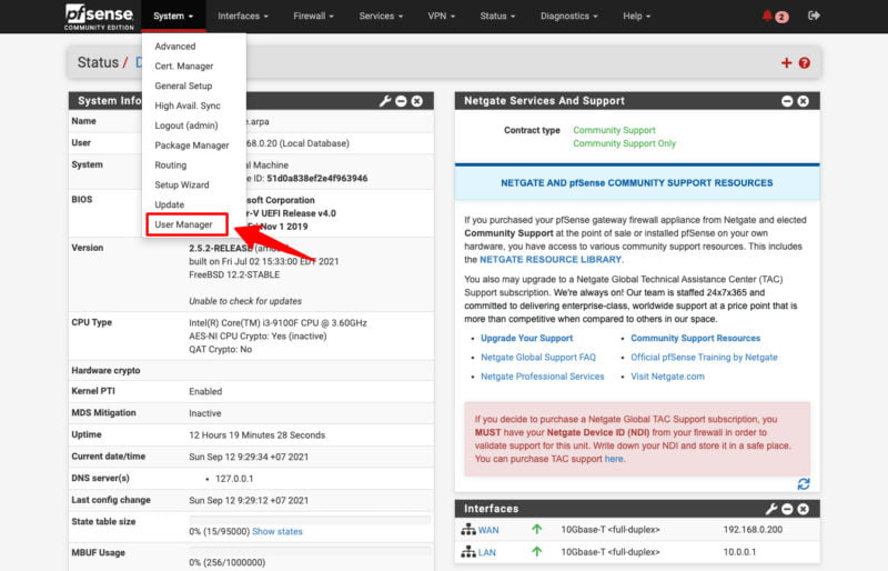 pfSense Lab – [Phần 4] Quản lý tài khoản, cấu hình SSH Server, DHCP ...