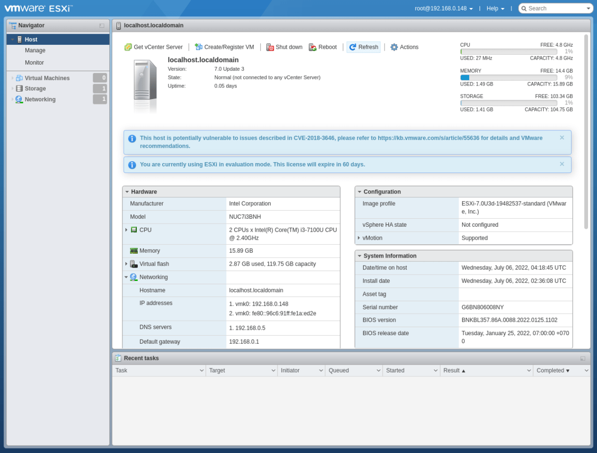 [ESXi] Cài đặt VMWare vSphere Hypervisor 7.0 lên Intel NUC | Thuận Bùi Blog