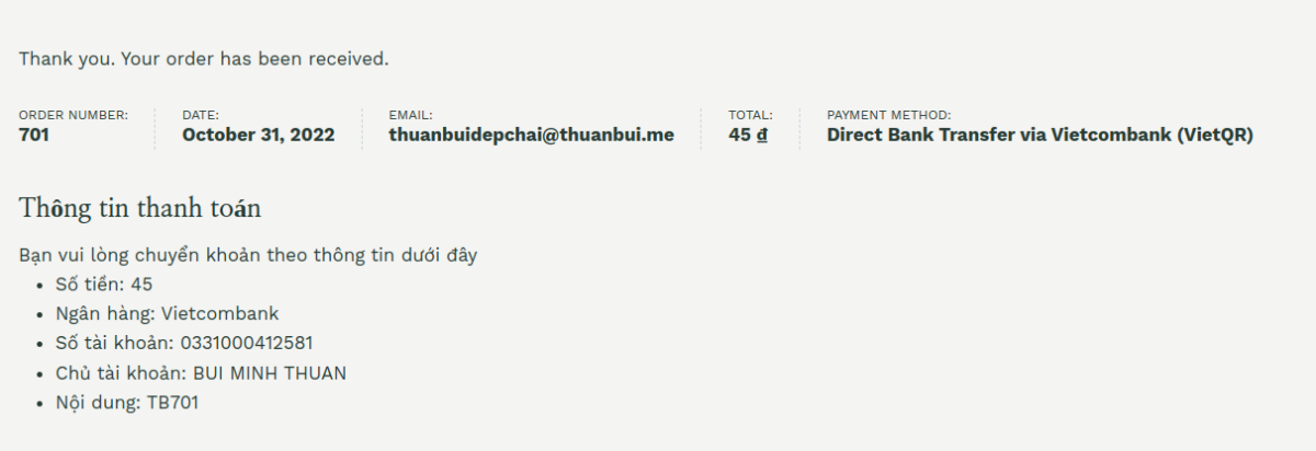 Viết plugin tạo cổng thanh toán VietQR cho Woocommerce | Thuận Bùi Blog